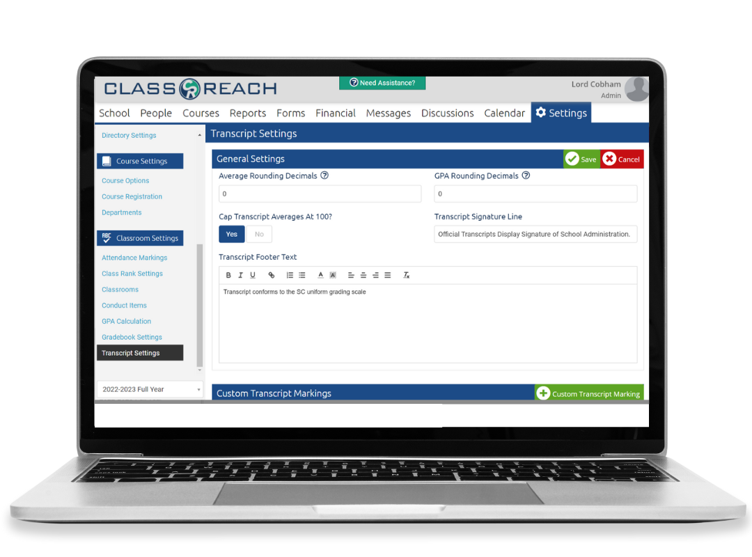 Create Academic Transcripts with ClassReach | Printable
